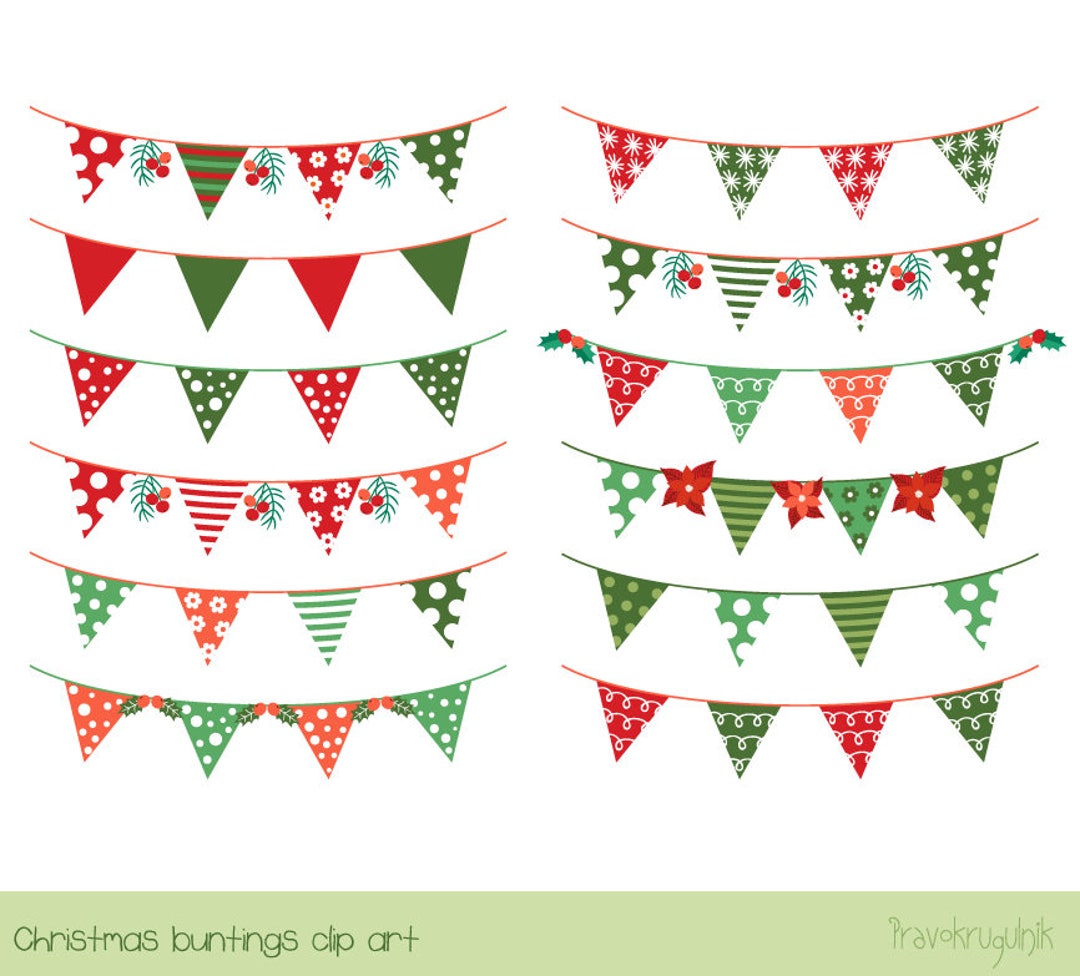 Christmas Bunting Clipart, Banner Flag Clip Art, Holiday Garland ...