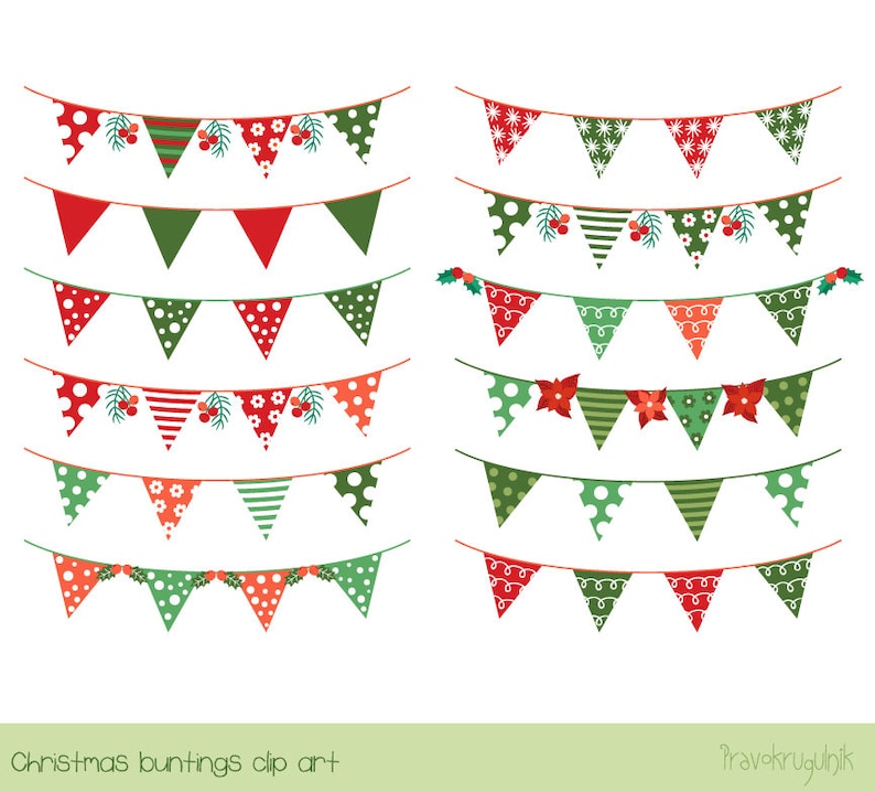 Christmas Bunting Clipart, Banner Flag Clip Art, Holiday Garland ...