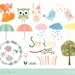 Cute Spring Clipart, Kawaii Fox Clipart, Bird Clip Art, Spring Animal ...
