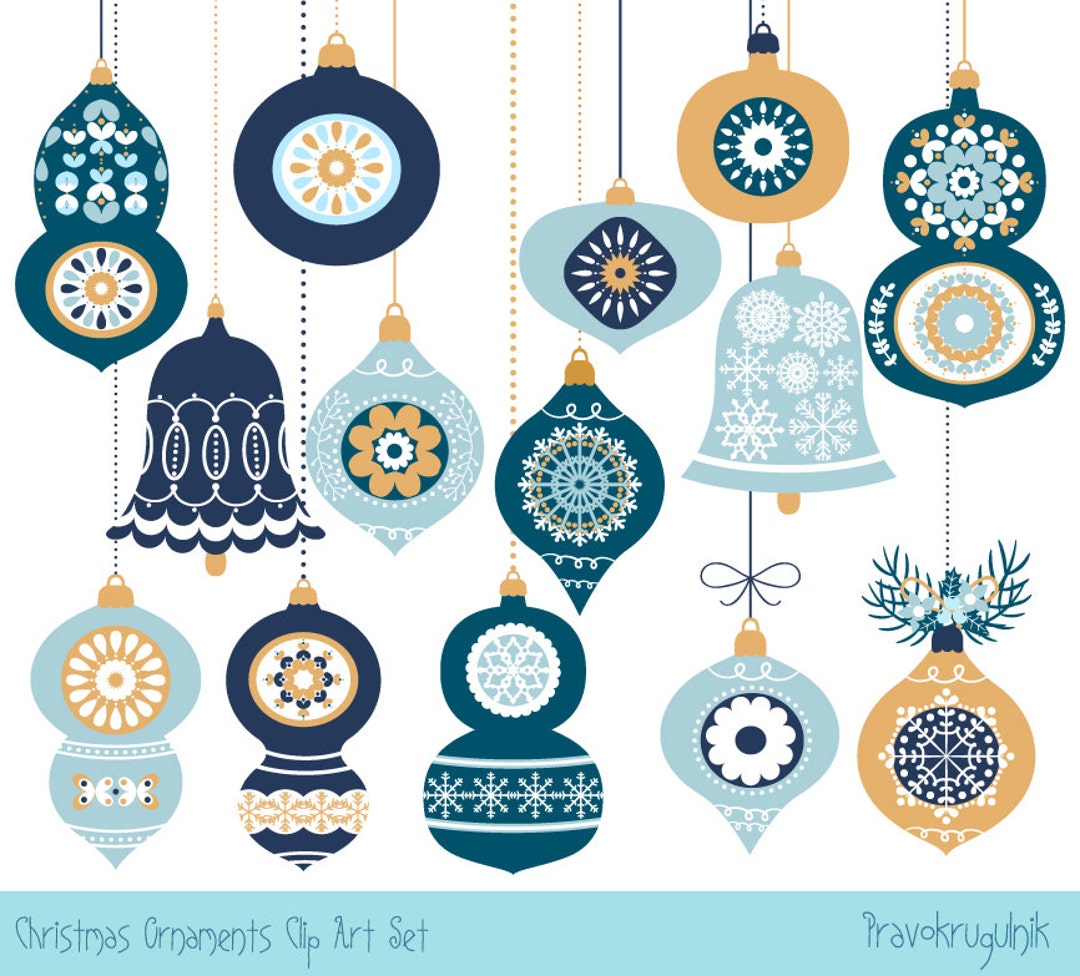 Christmas Clip Art Graphic Set, Christmas Tree Ornament Clipart ...
