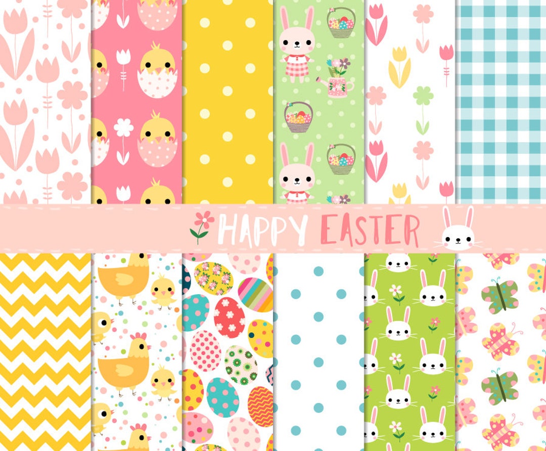 Easter Digital Paper, Printable Digital Scrapbook Paper, Cute Digital ...