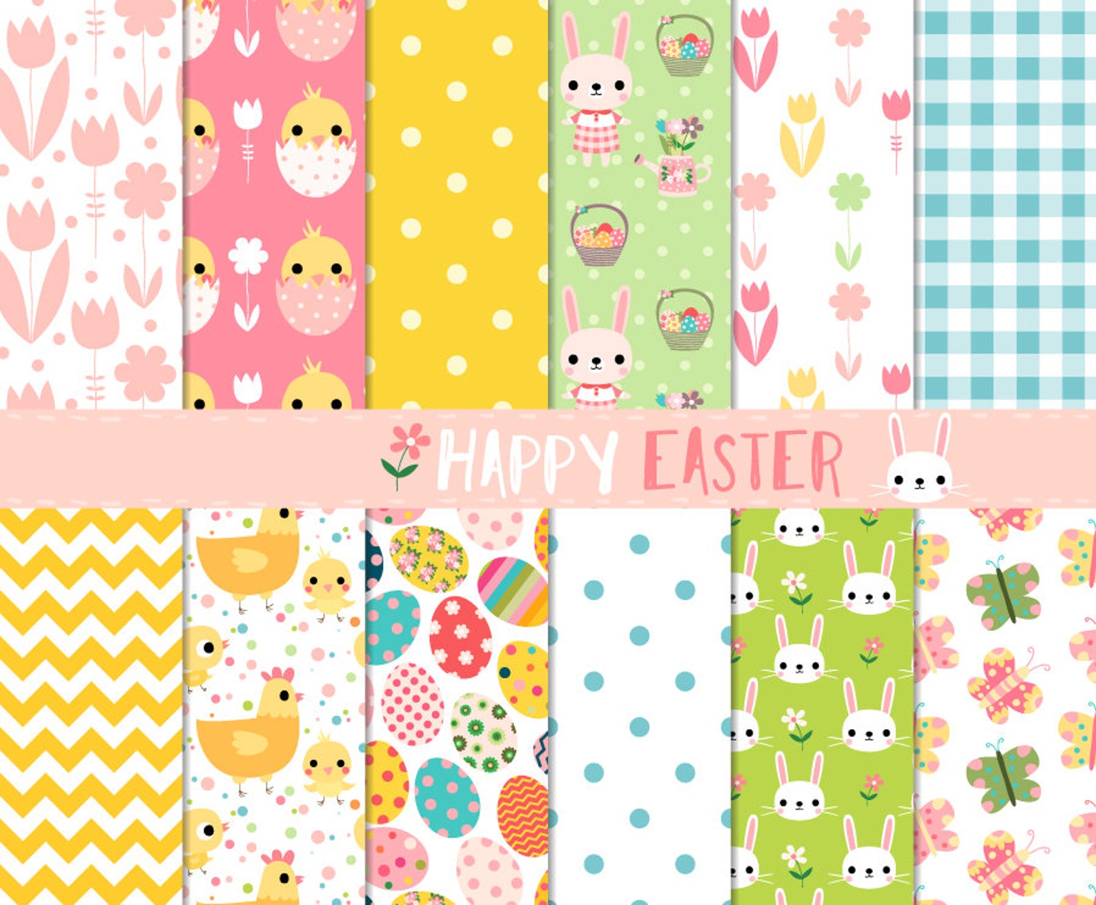 Easter Digital Paper, Printable Digital Scrapbook Paper, Cute Digital ...