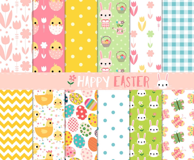 Easter Digital Paper, Printable Digital Scrapbook Paper, Cute Digital ...
