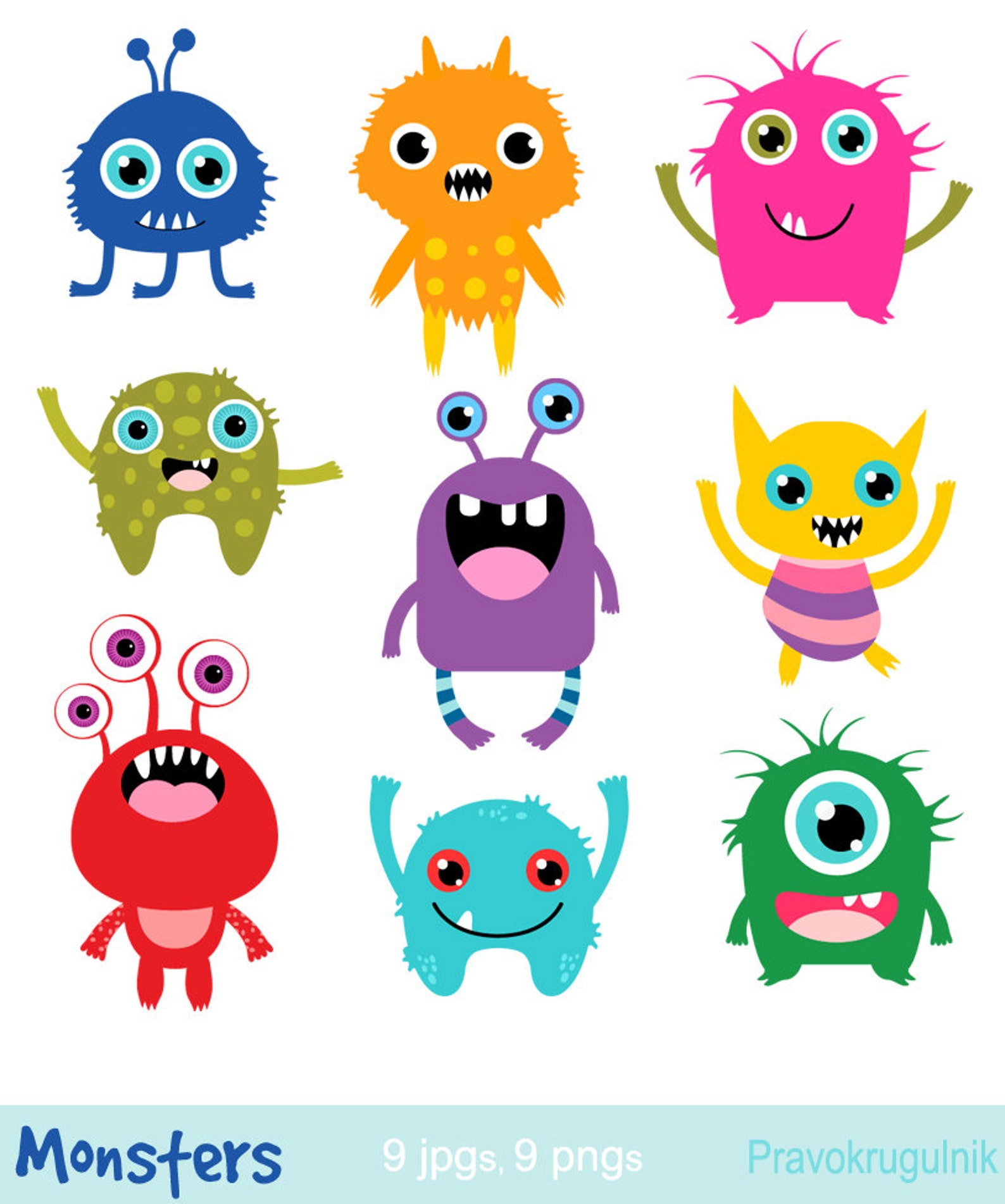 Little Monsters Clipart, Birthday Party Monsters, Monsters Invitation ...
