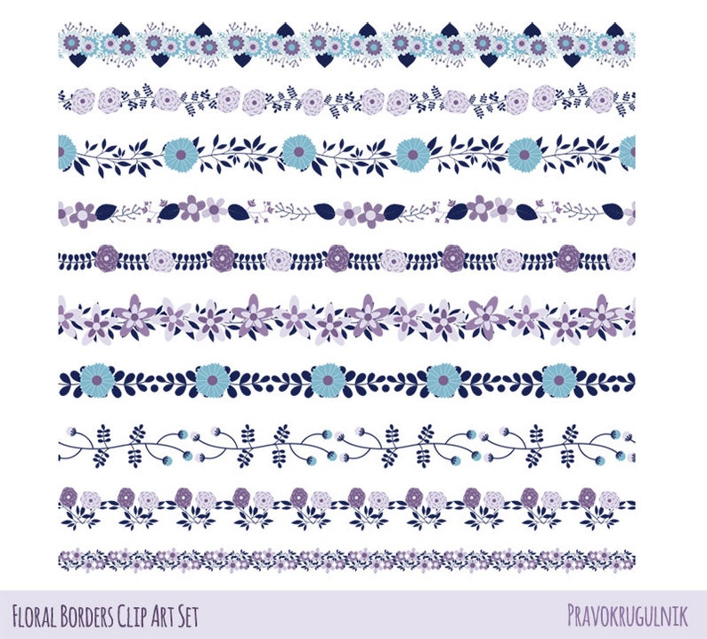 Violet Flower Border Clipart, Cute Floral Border Clip Art, Beautiful ...