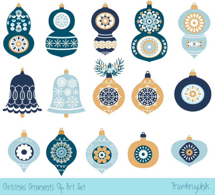 Christmas Clip Art Graphic Set, Christmas Tree Ornament Clipart ...