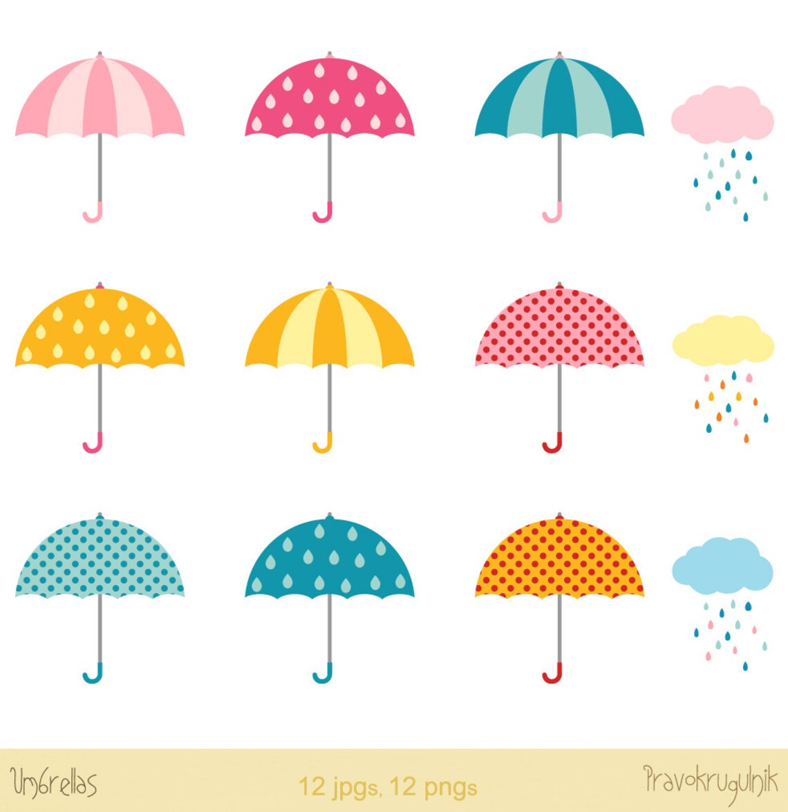 Umbrellas Clipart Clip Art, Rainy Clouds Clipart, Rainy Day Clipart ...