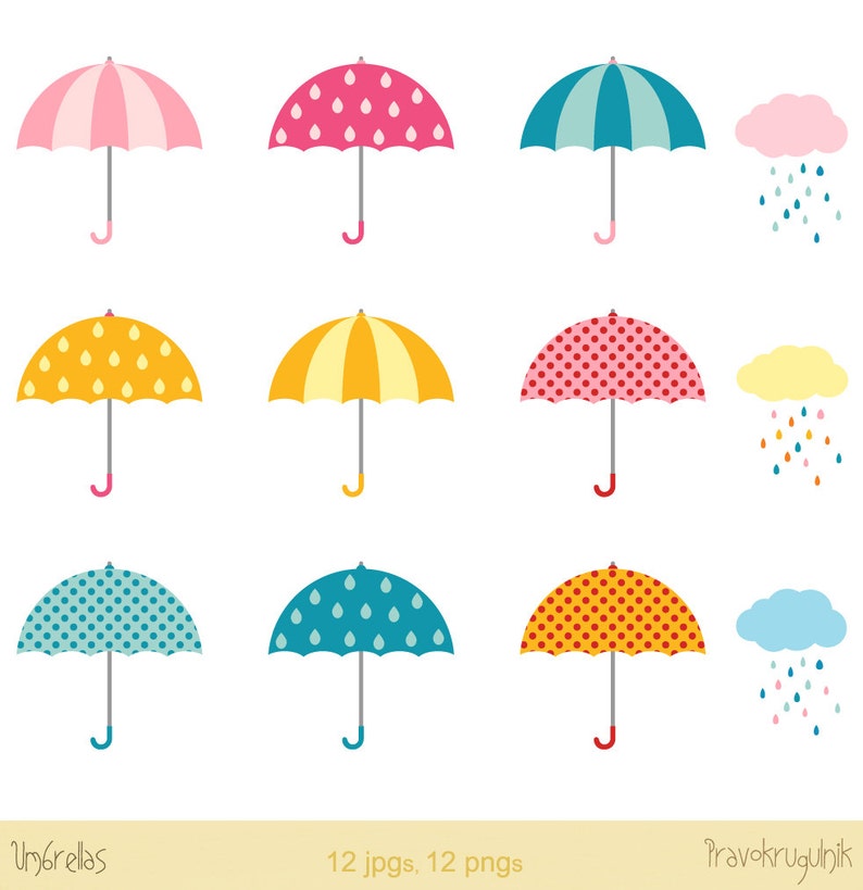 Umbrellas Clipart Clip Art, Rainy Clouds Clipart, Rainy Day Clipart ...