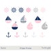 Girl Nautical Clipart, Sea Party Clipart, Navy Pink Nautical Clipart ...