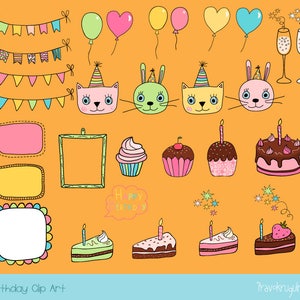 Cute Birthday Clipart Bunting, Birthday Party Clip Art Balloon ...