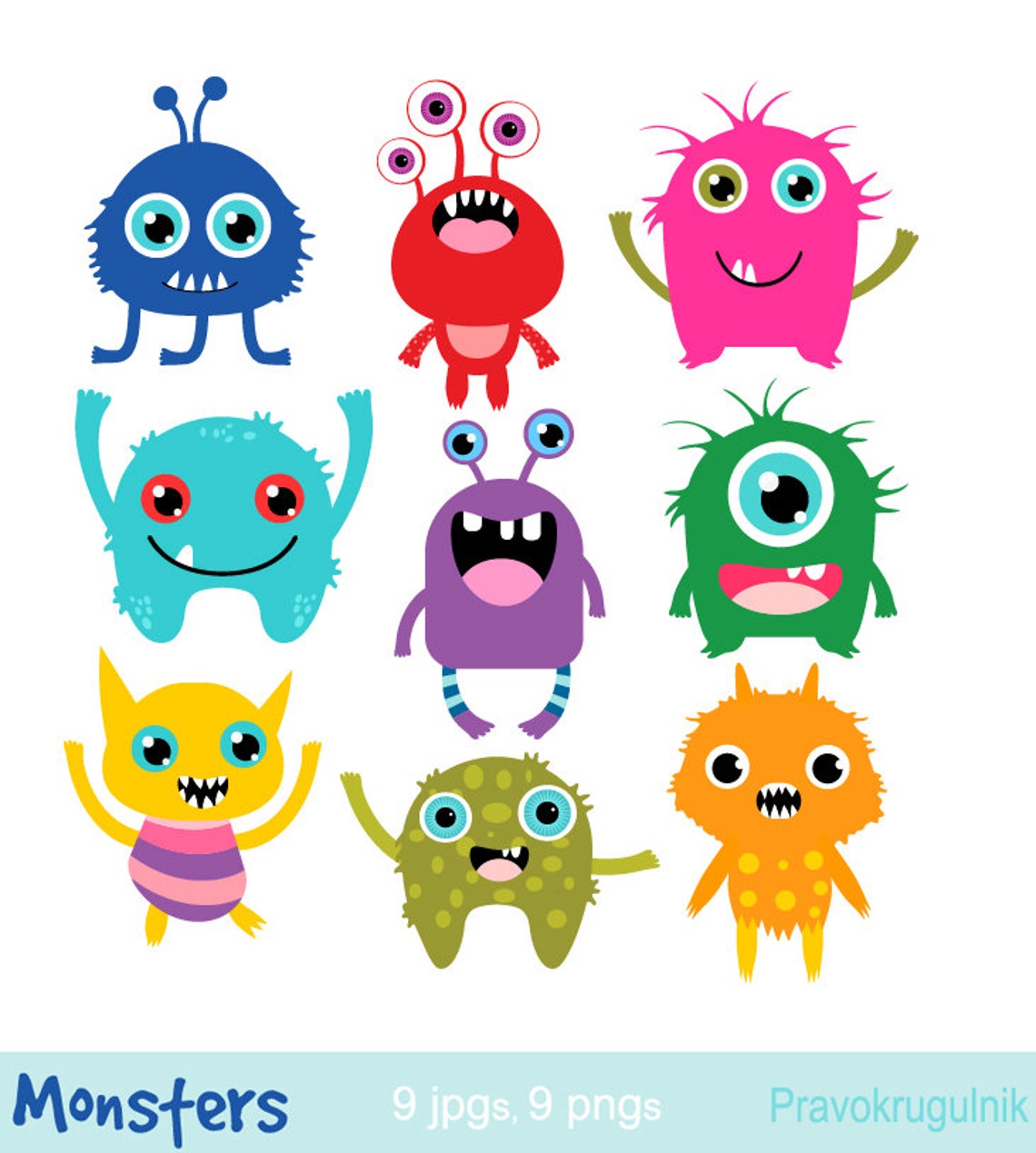Little Monsters Clipart, Birthday Party Monsters, Monsters Invitation ...