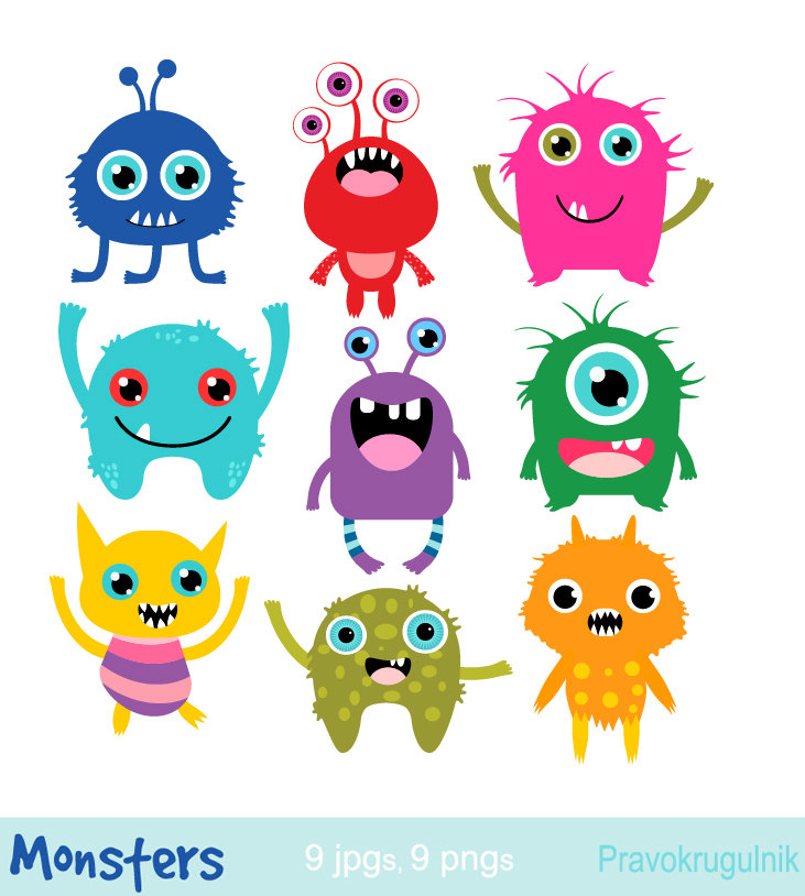 Little Monsters Clipart, Birthday Party Monsters, Monsters Invitation ...