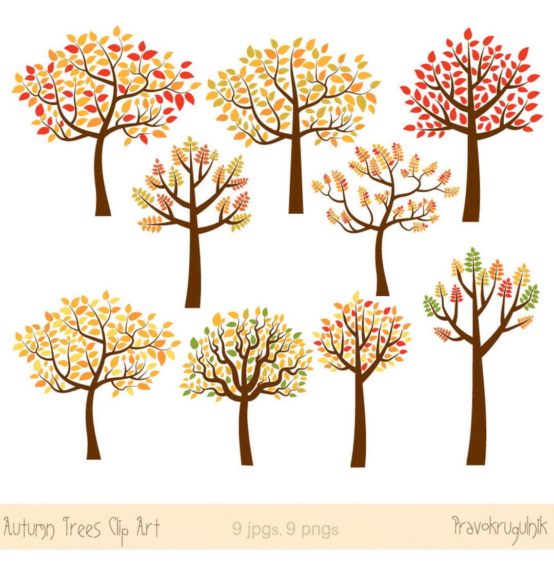 Autumn Tree Clipart, Fall Tree Clip Art, Fall Season Clipart, Digital ...