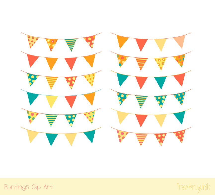 Colorful Birthday Bunting Clip Art Baby Shower Banner Clipart - Etsy