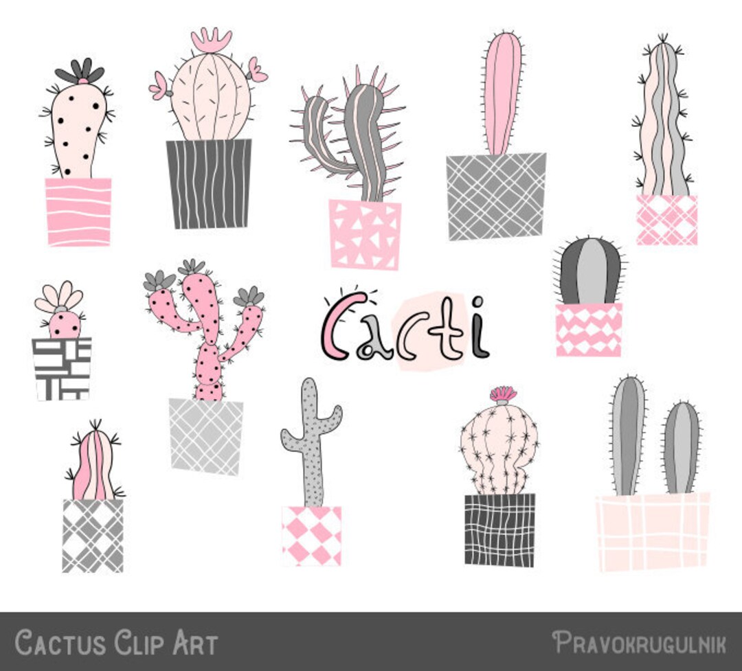 Potted Cactus Clip Art, Cute Succulent Clipart, Cute Cacti Clipart ...
