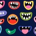 Monster Mouths Clipart Set Funny Face Element Silly Alien Teeth Clip ...