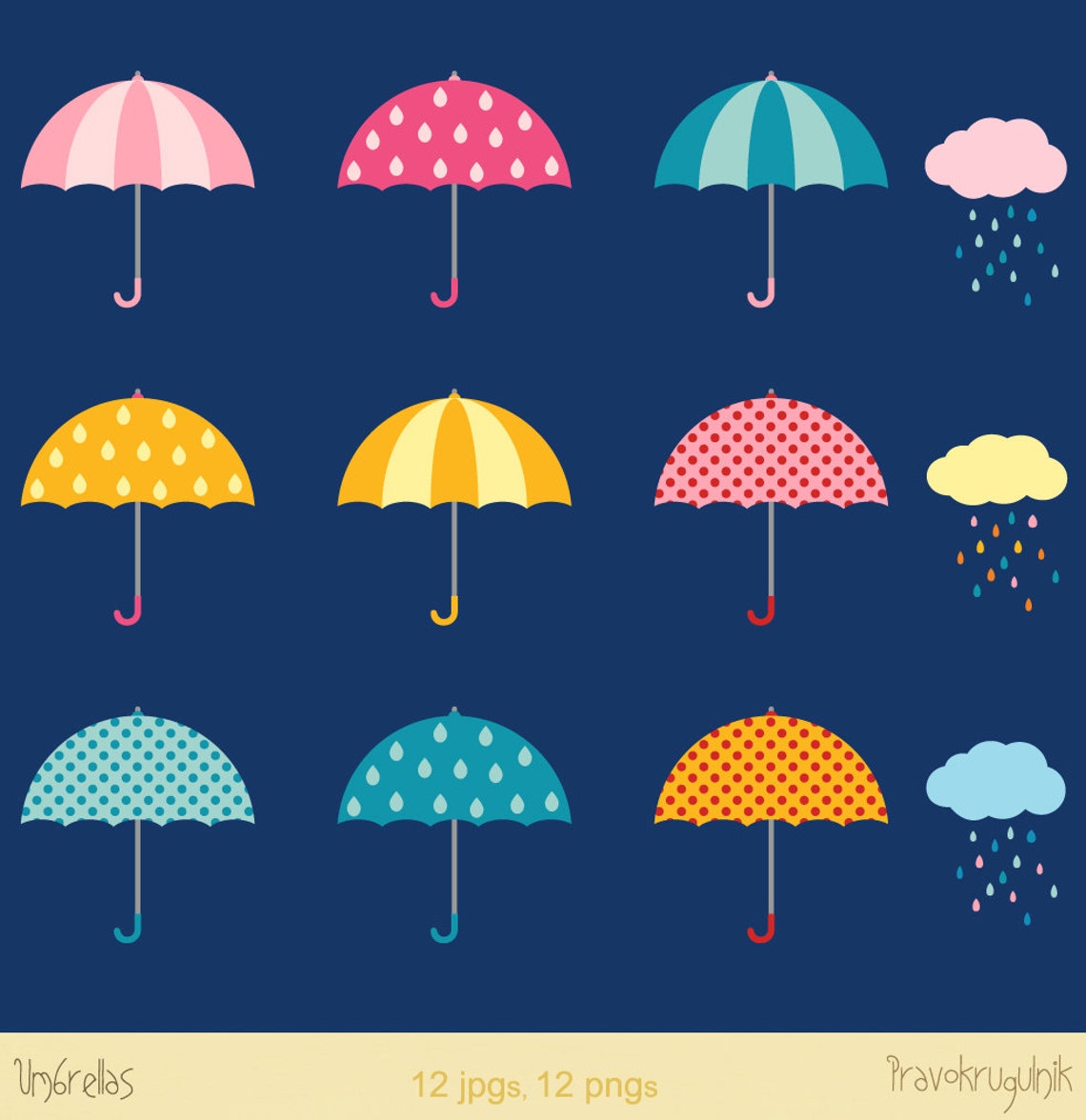 Umbrellas Clipart Clip Art, Rainy Clouds Clipart, Rainy Day Clipart ...