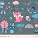Cute Spring Animal Clipart Set Kawaii Spring Clip Art Blue - Etsy