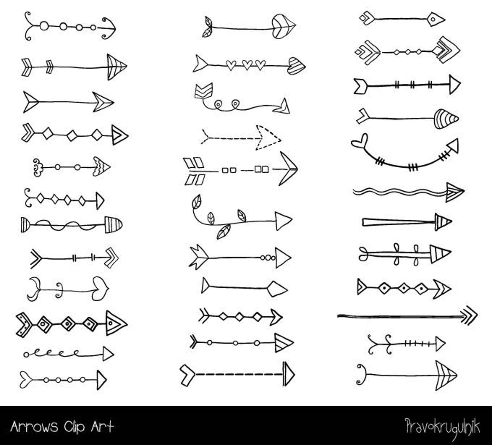 Doodle Arrow Clipart Set Rustic Arrow Clipart Hand Drawn - Etsy