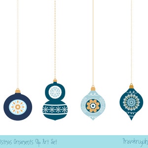 Christmas Clip Art Graphic Set, Christmas Tree Ornament Clipart ...