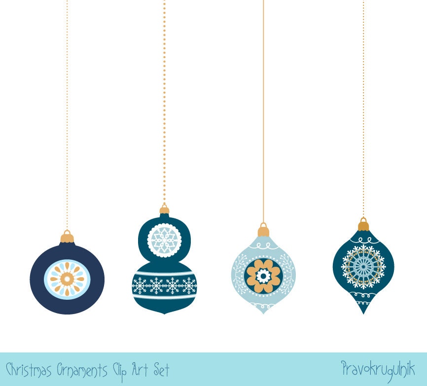 Christmas Clip Art Graphic Set, Christmas Tree Ornament Clipart ...