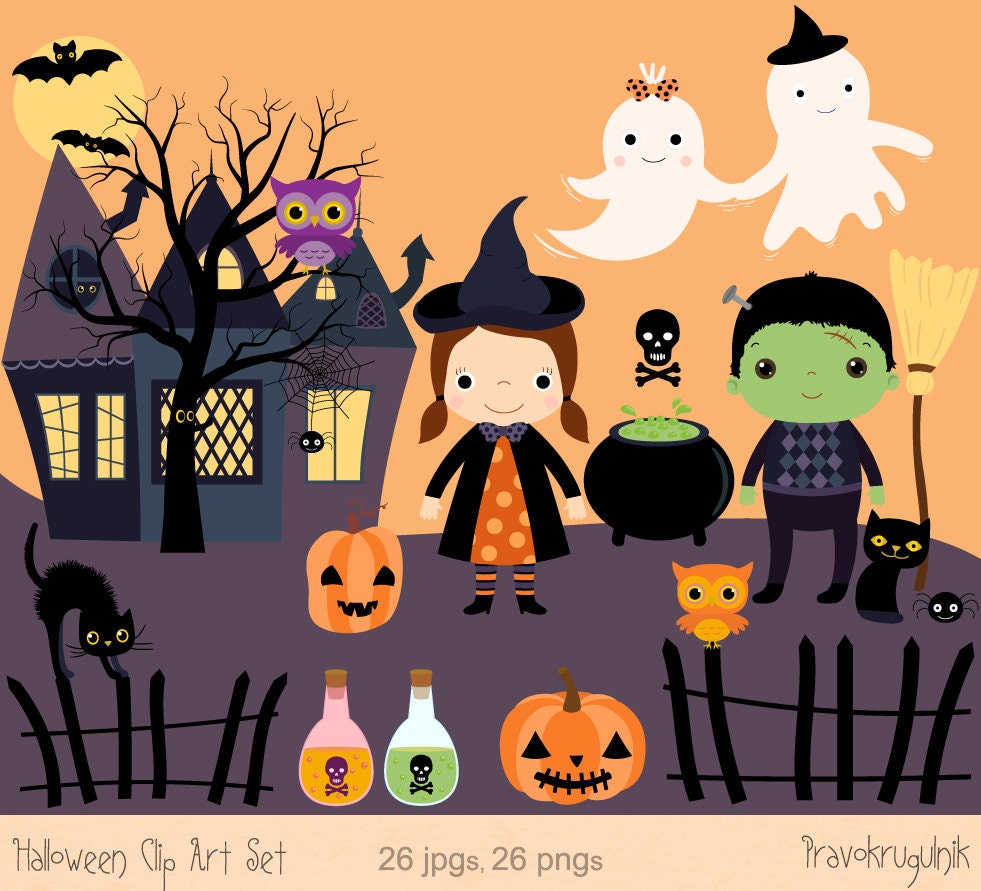 Halloween Clipart Voor Kinderen Halloween Set. Educatief Spel Voor