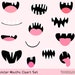 Monster Mouths Clipart Set Silly Alien Teeth Clip Art Funny Face ...