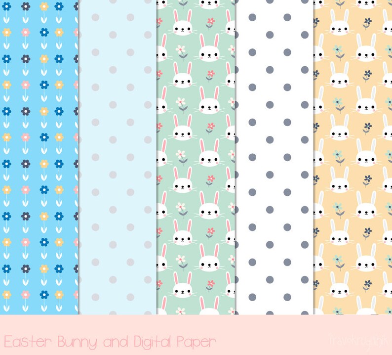 Kawaii Easter Egg Hunt Clipart Cute Easter Bunny Clipart - Etsy