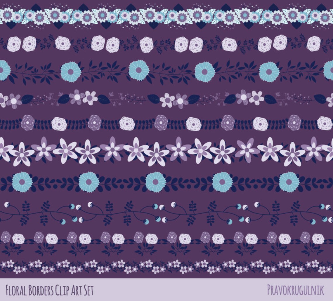 Violet Flower Border Clipart, Cute Floral Border Clip Art, Beautiful ...