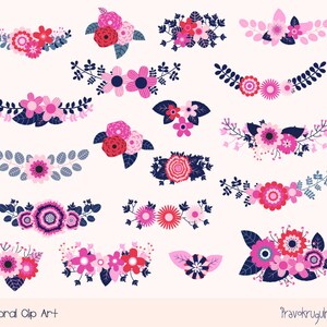Floral Wedding Clipart Pink, Rustic Wedding Flower Clipart, Vintage ...