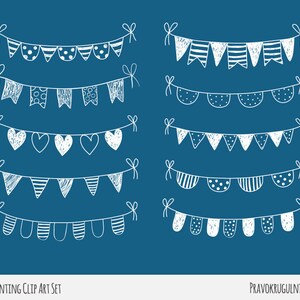 White Bunting Flags Clipart, Chalkboard Border Clipart, Doodle Bunting ...