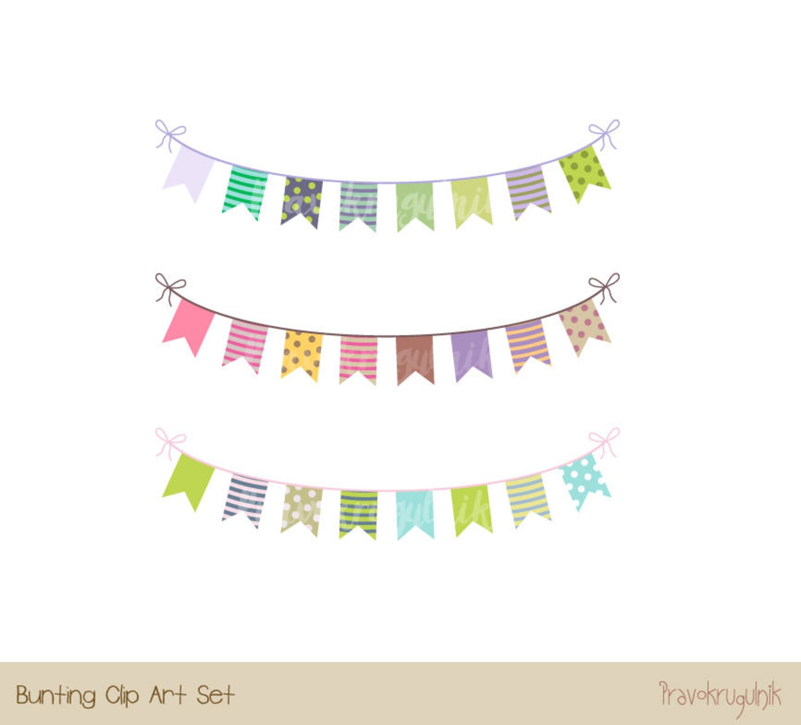 Party Bunting Clipart, Birthday Bunting Clip Art, Colorful Banner Flags ...