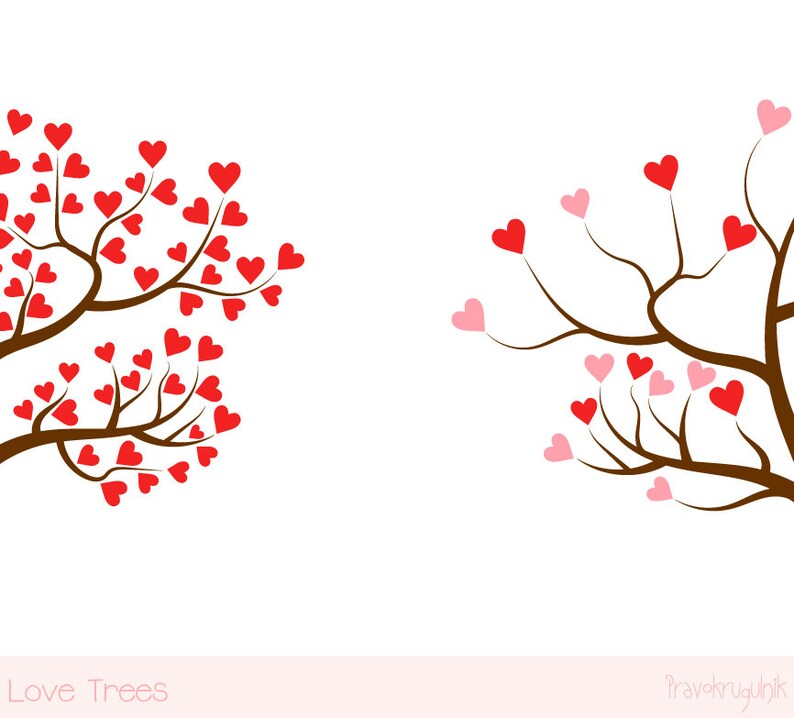 Love Tree Clipart Set, Wedding Tree Clip Art, Valentine Tree Clipart ...