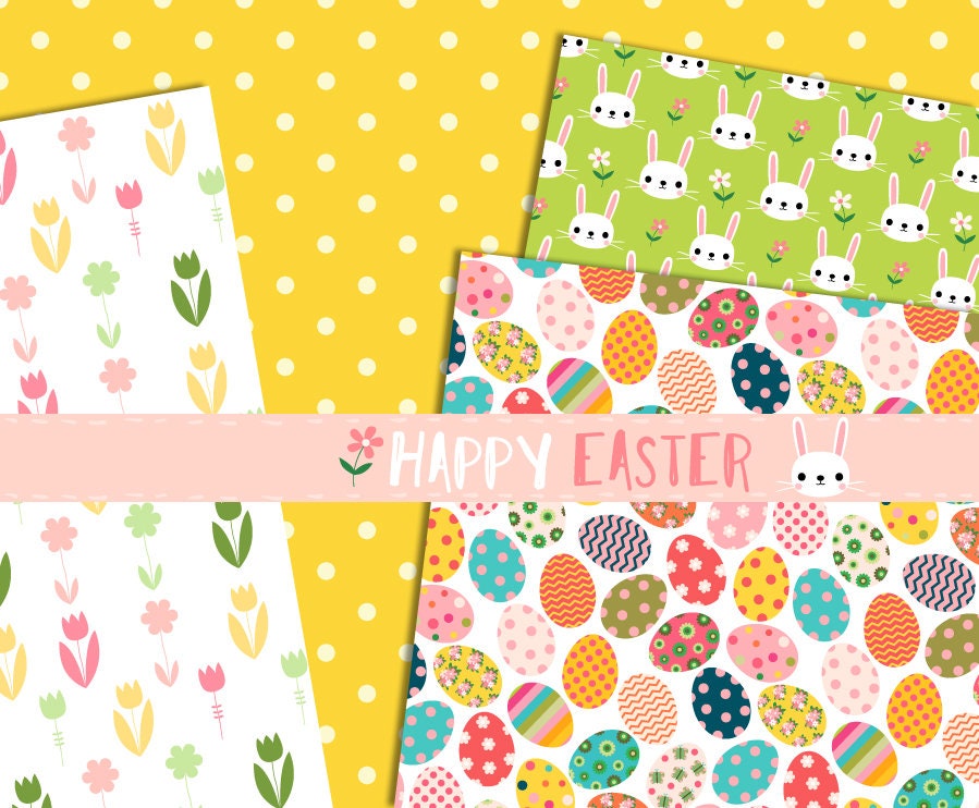 Easter Digital Paper, Printable Digital Scrapbook Paper, Cute Digital ...