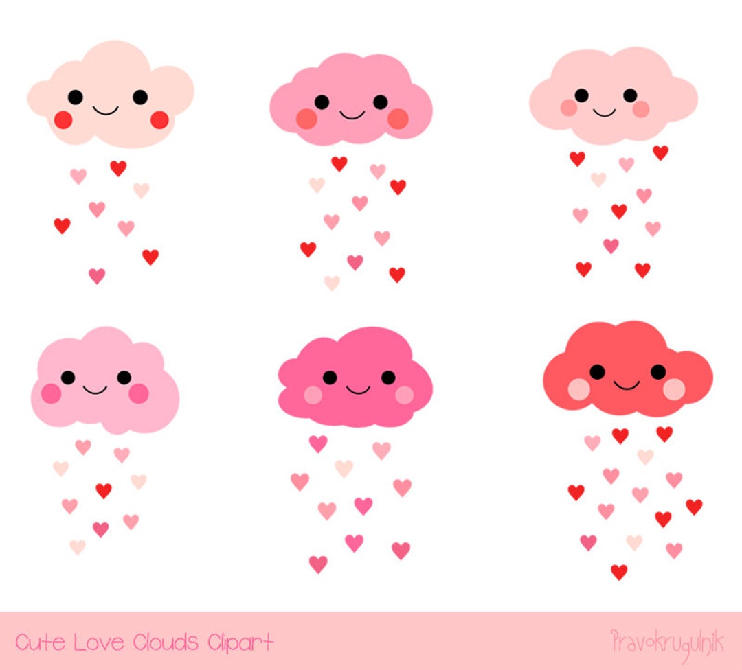 Cute Clouds Clipart, Love Cloud Clip Art, Pink Valentine Cloud Clipart ...