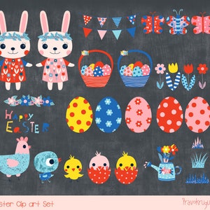 Cute Easter Clipart Spring Happy Easter Clip Art Set Easter - Etsy
