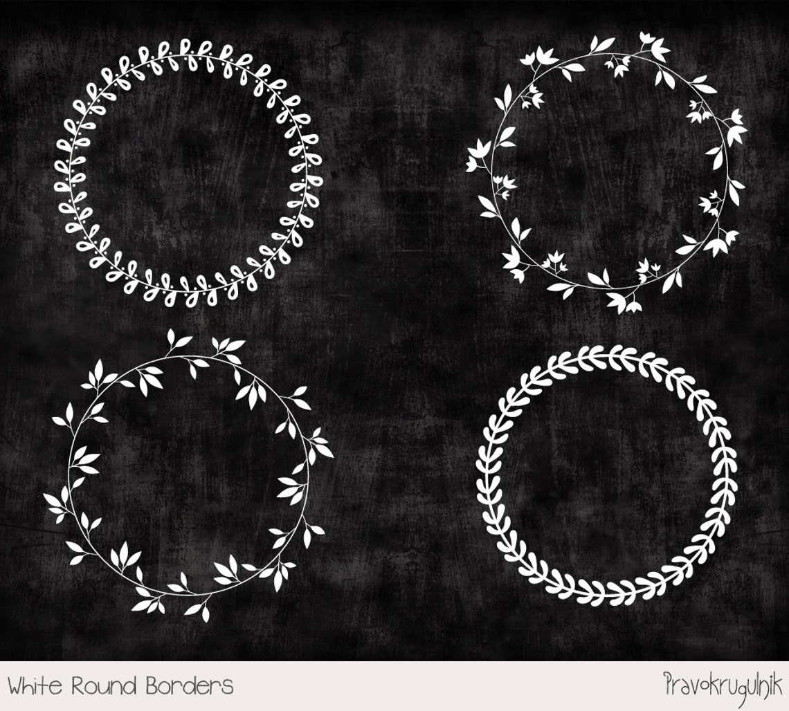 White Frame Clipart Collection, Leaf Circle Frame Clipart, Elegant ...