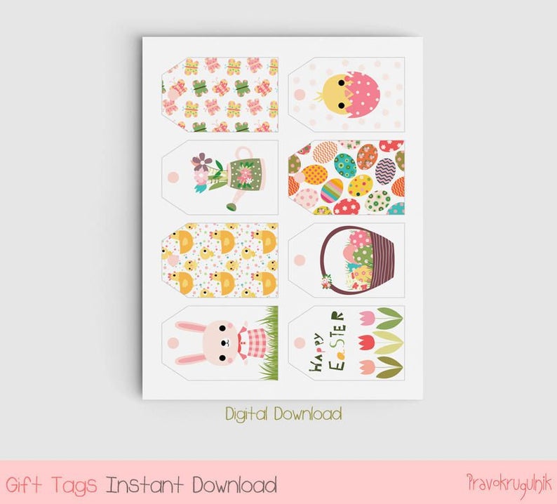 Printable Easter Gift Tags Cute Digital Easter Tags Instant - Etsy