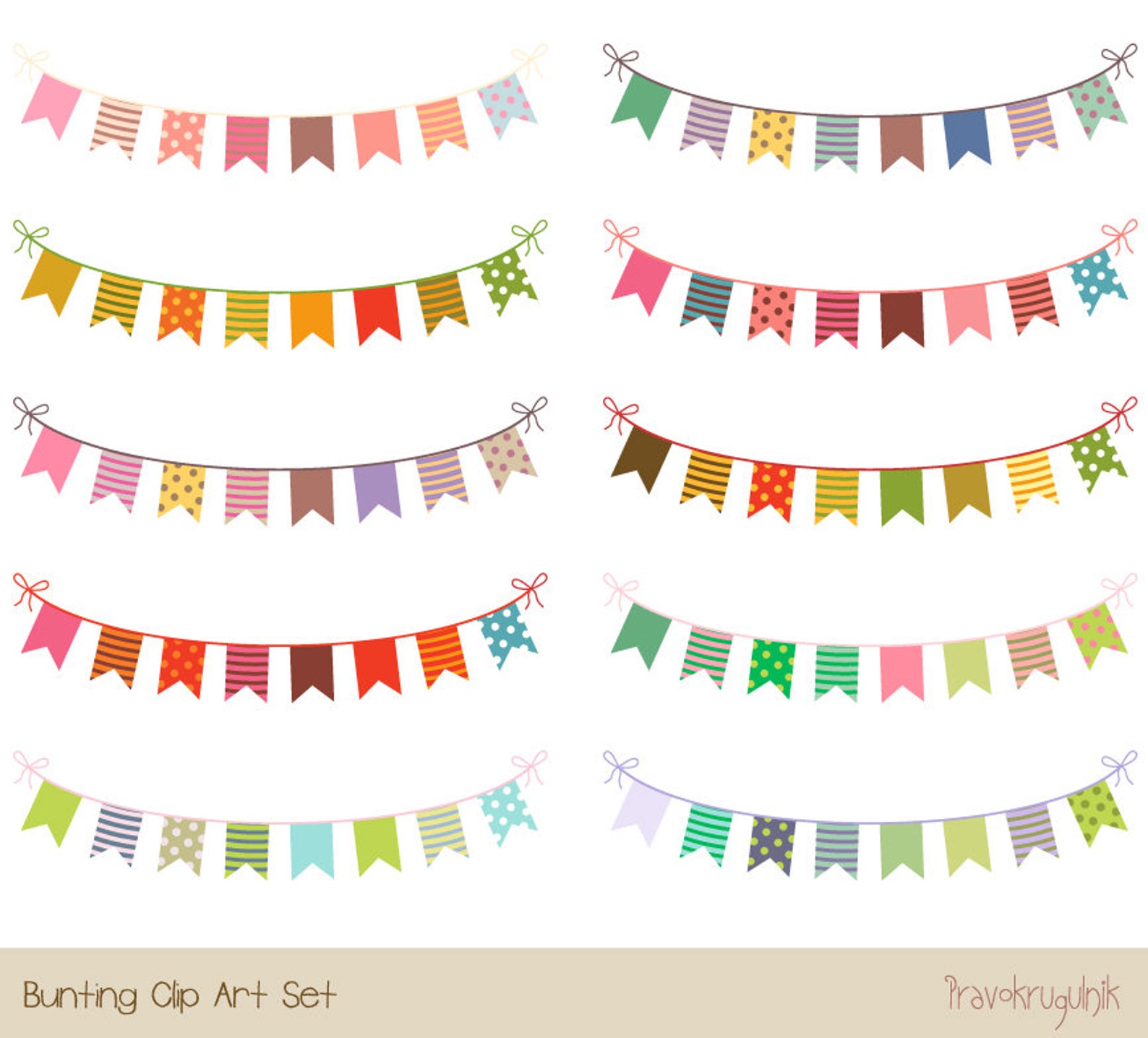 Party Bunting Clipart, Birthday Bunting Clip Art, Colorful Banner Flags ...