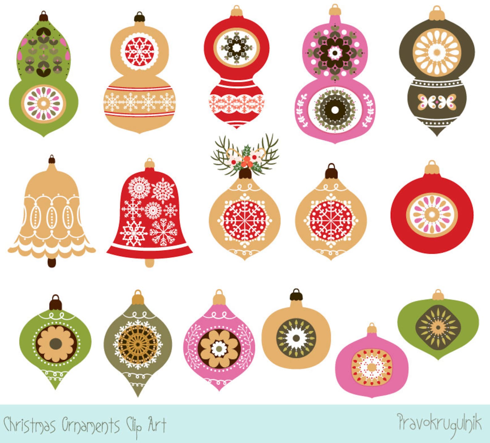 Christmas Ornament Clipart, Christmas Decor Clip Art, Christmas Tree ...