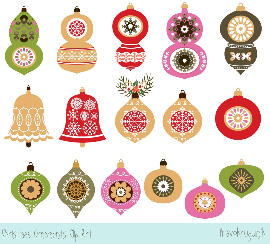 Christmas Ornament Clipart, Christmas Decor Clip Art, Christmas Tree ...