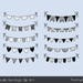Hand Drawn Doodle Bunting Clipart, Black and White Flag Clip Art ...
