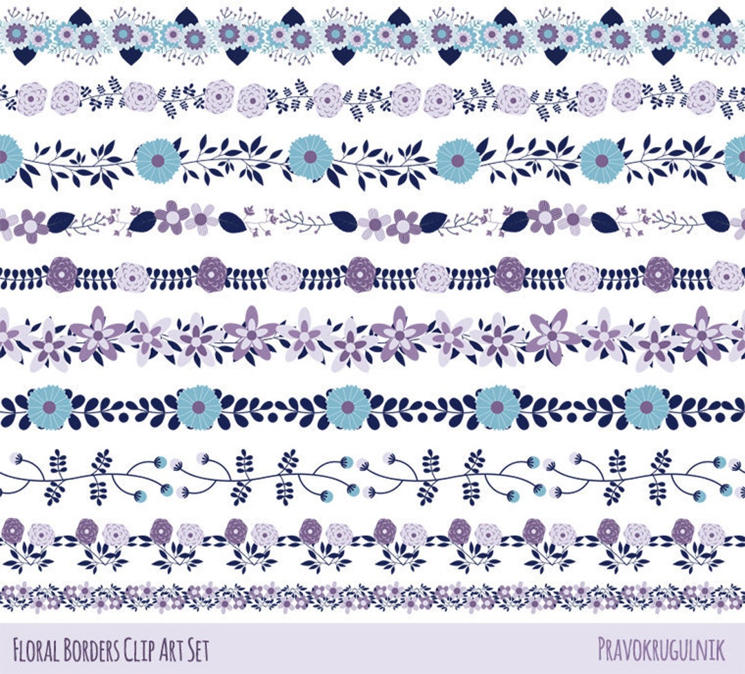 Violet Flower Border Clipart, Cute Floral Border Clip Art, Beautiful ...