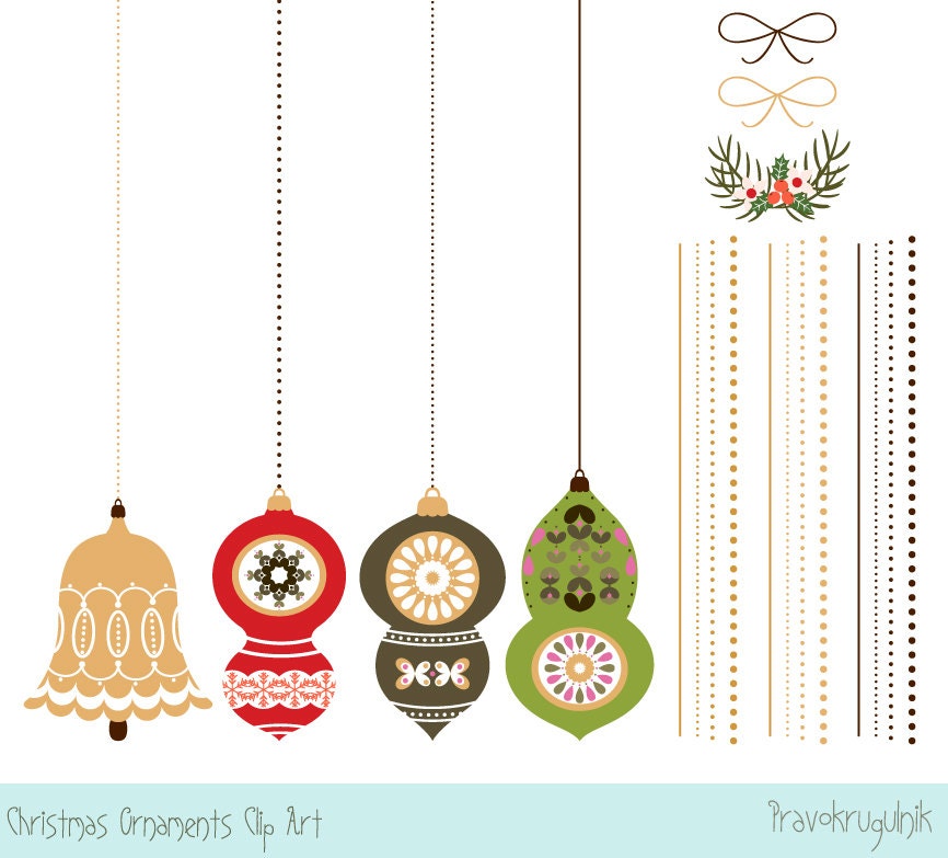 Christmas Ornament Clipart, Christmas Decor Clip Art, Christmas Tree ...