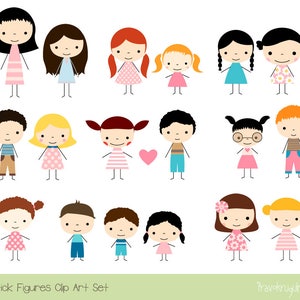 Cute Children Clipart, Multicultural Clip Art Multiracial, Stick Figure ...