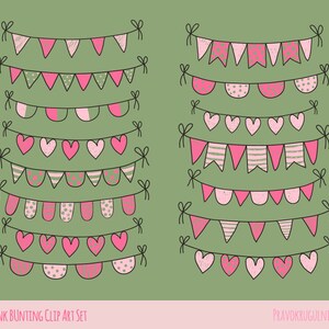 Valentine Bunting Clipart, Love Bunting Clip Art, Cute Hand Drawn ...