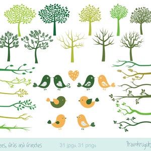 Tree Bird Clip Art, Tree Bird Clipart, Love Birds Clip Art, Tree ...