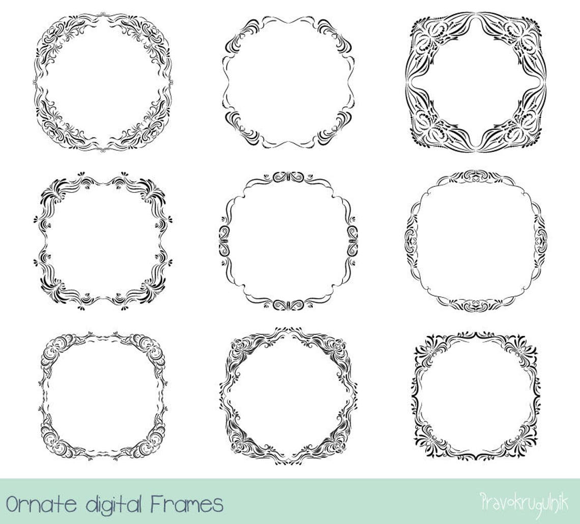 Black Digital Frames and Borders Clipart, Wedding Clip Art Border ...