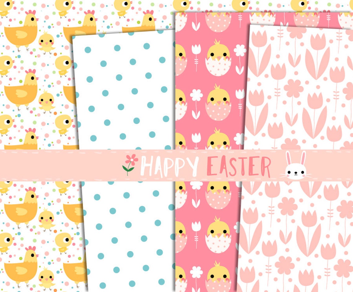 Easter Digital Paper, Printable Digital Scrapbook Paper, Cute Digital ...