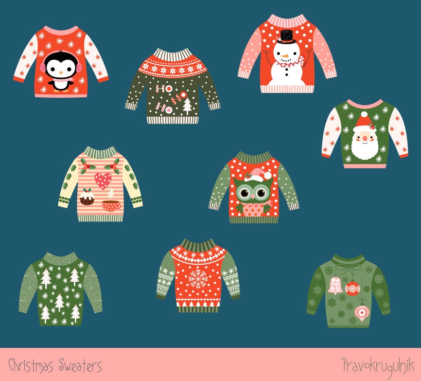 Cute Ugly Christmas Sweater Clipart, Cute Ugly Sweater Party Clip Art ...